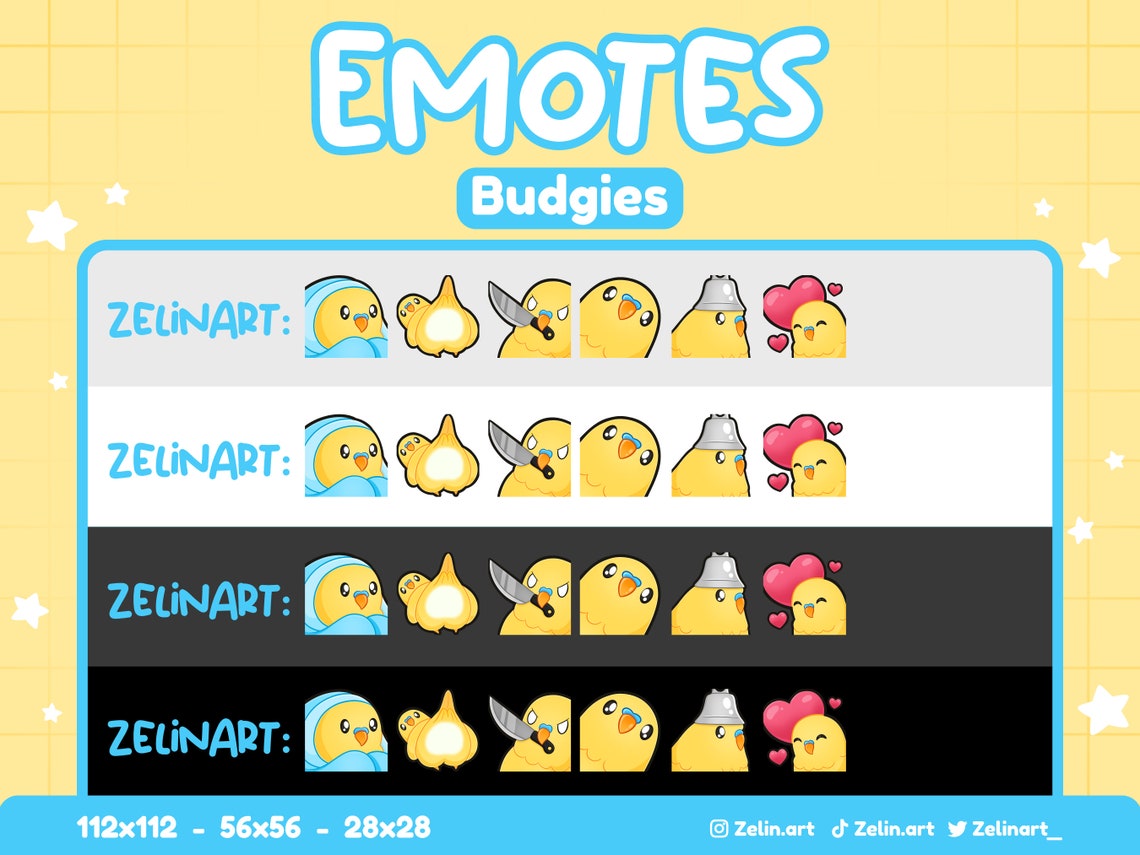 Yellow Budgie | Emote Bundle for Twitch, Discord and Youtube | Stream ...