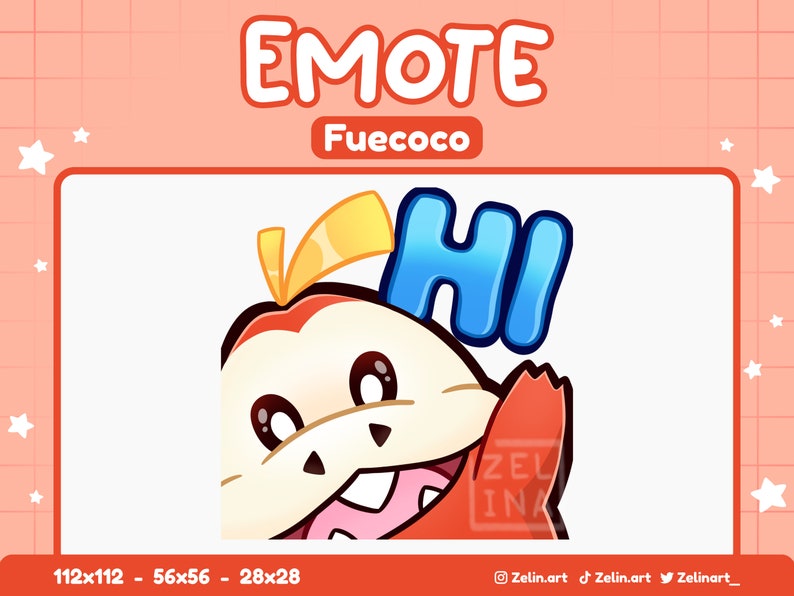 Fuecoco Hi Wave | Emote for Twitch, Discord and Youtube | Stream Assets ...