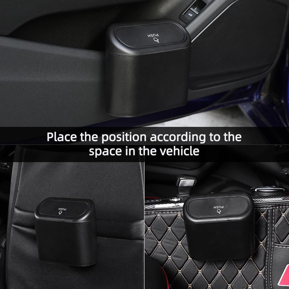 Car Mini Hanging Trash Bin Vehicle Garbage Organizer ABS Trash Can Auto ...