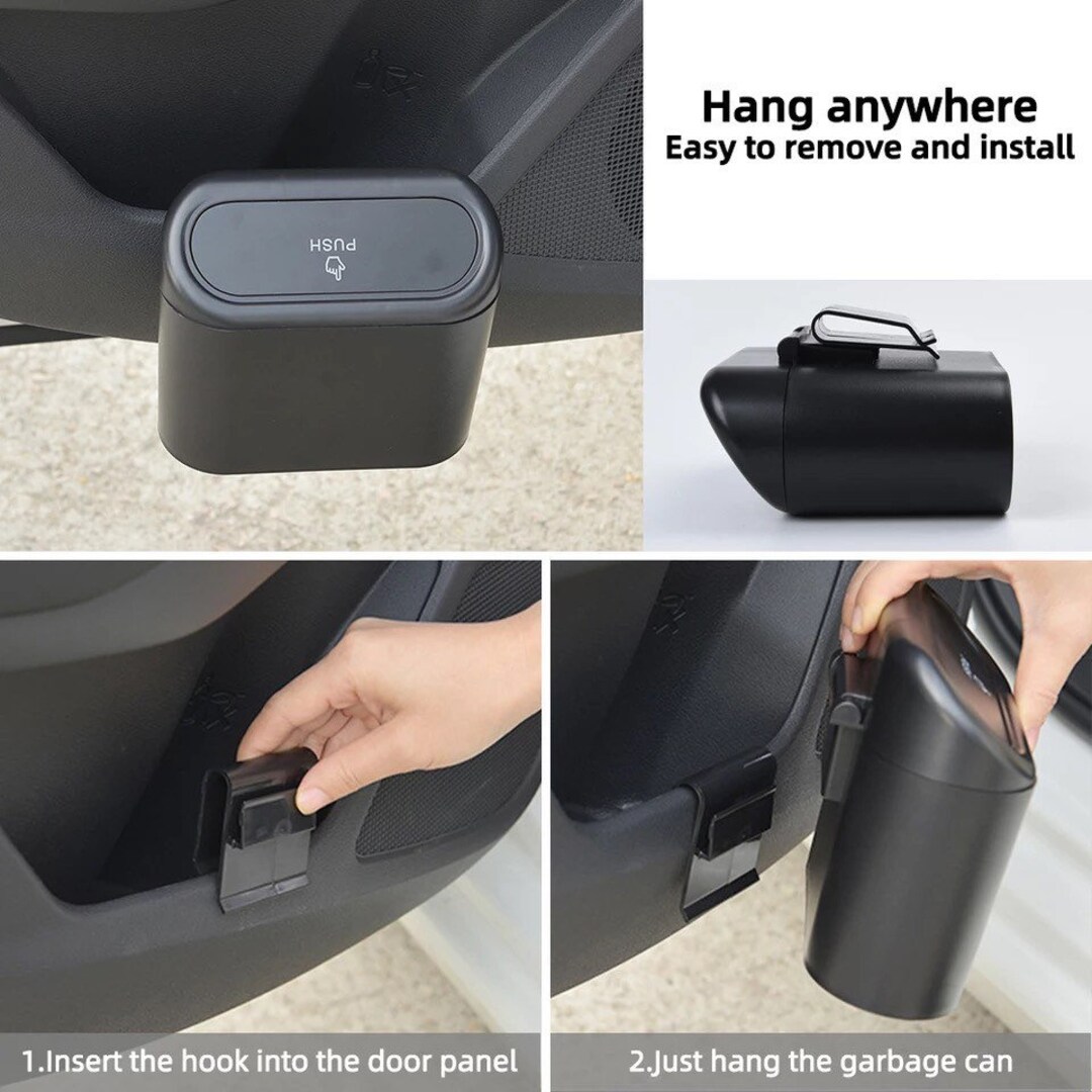 Car Mini Hanging Trash Bin Vehicle Garbage Organizer ABS Trash Can Auto ...