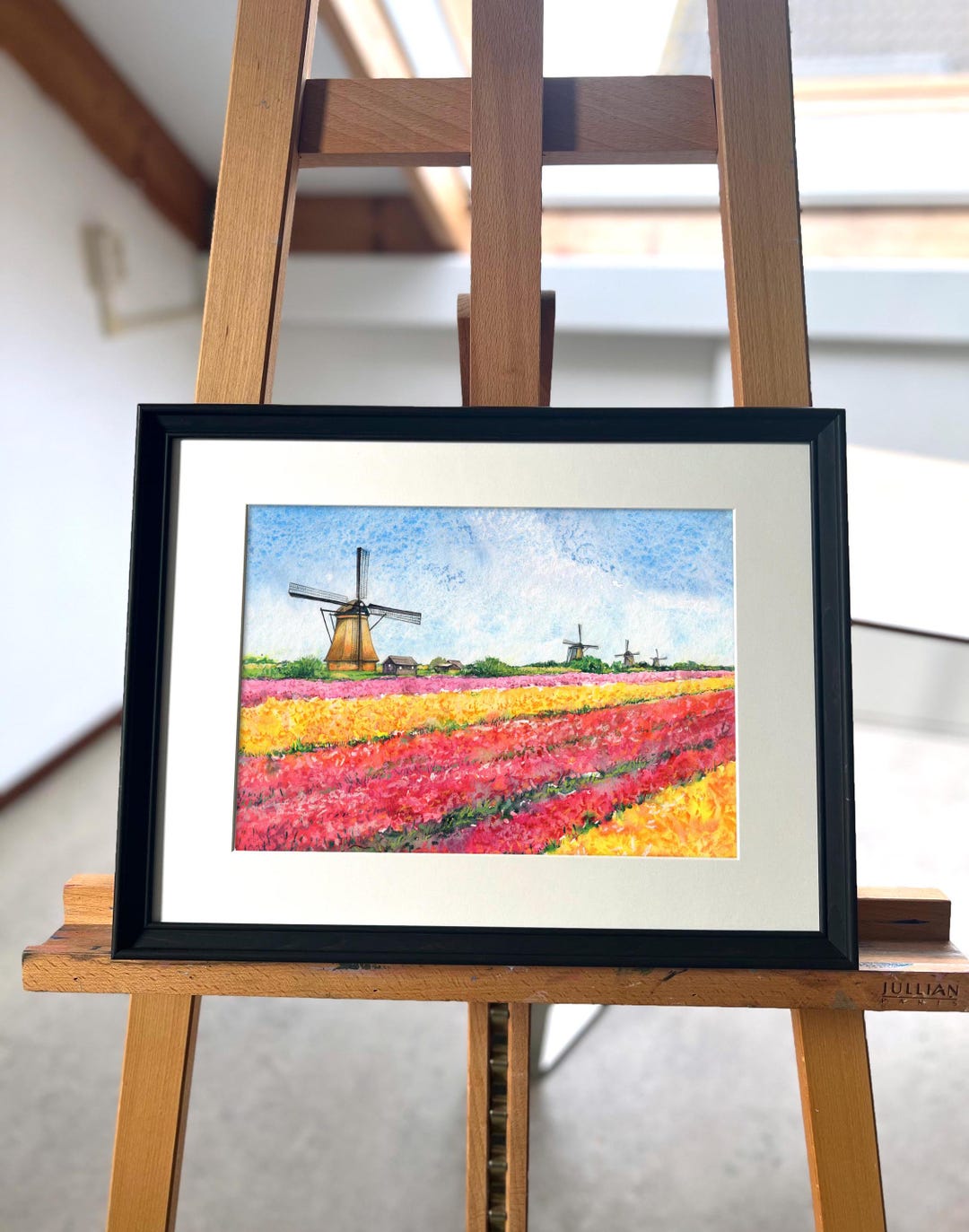 Original Watercolor. Springtime in Holland. 21x30 Cm / A4. Dutch ...
