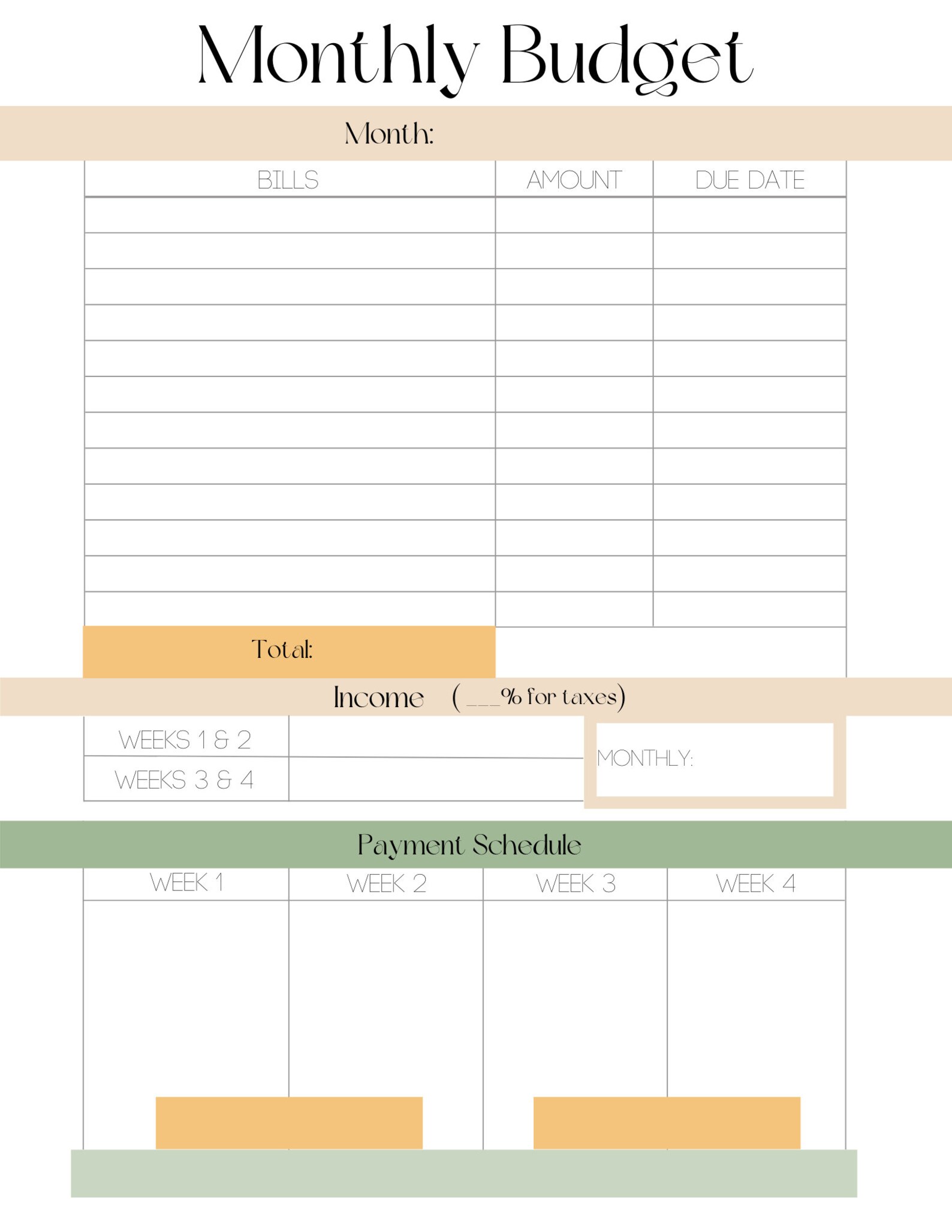 Printable Monthly Budget | Digital Download | A4 and US Letter Included ...