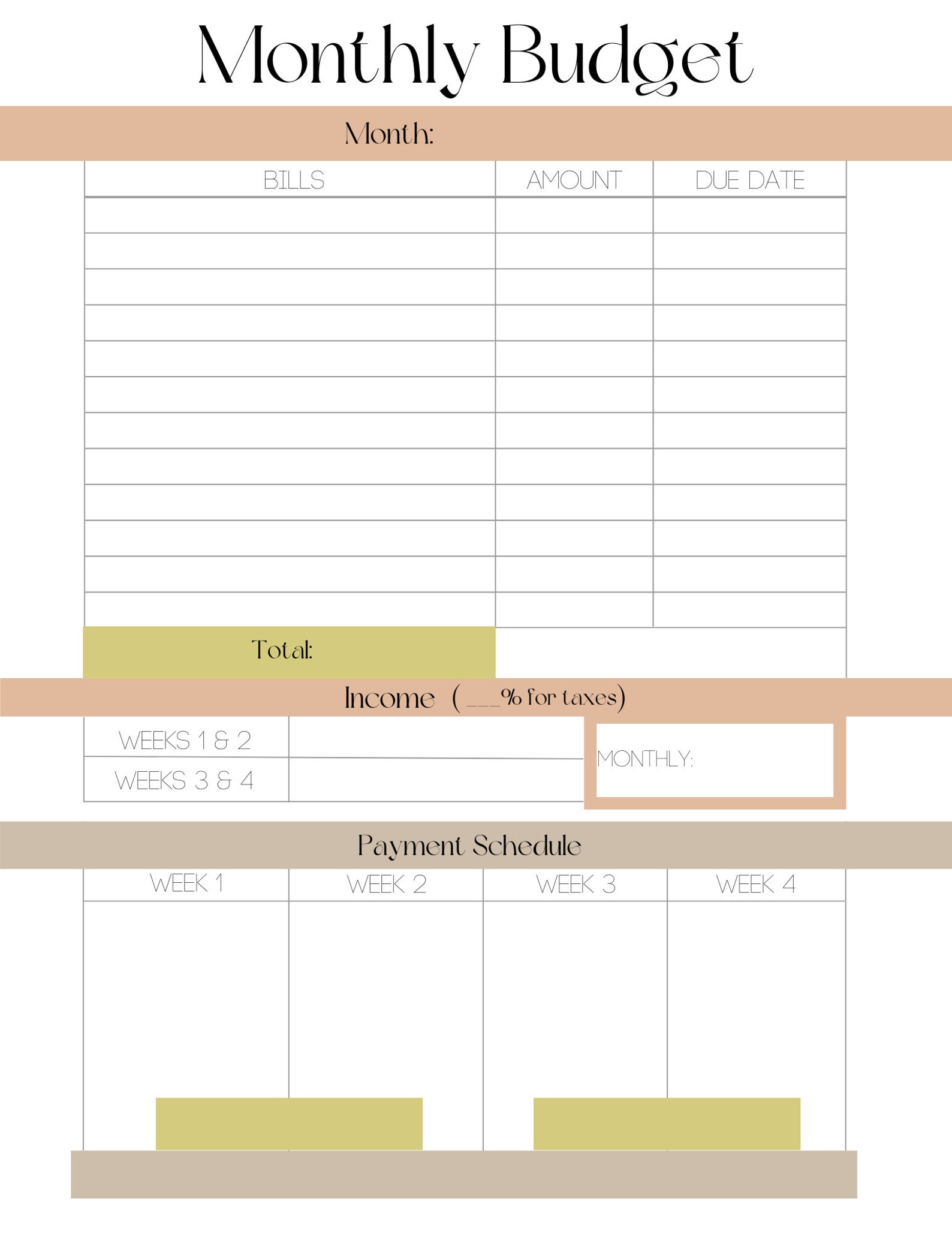 Printable Monthly Budget | Digital Download | A4 and US Letter Included ...