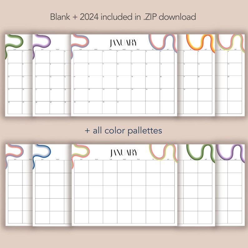 Printable Blank 2024 Monthly Calendar Back to School - Etsy