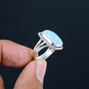 Dominican Republic Larimar Ring, 925 Sterling Silver Ring, Handmade Ring, Square Gemstone Ring ...