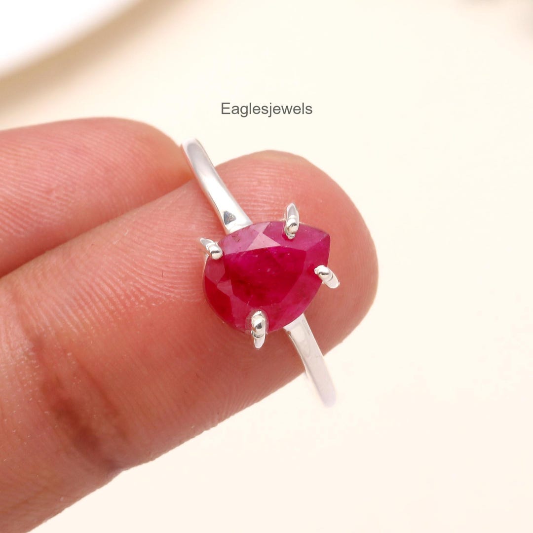 Remarkable Ruby Ring, Pink Gemstone Ring, Statement Ring, 925 Sterling ...