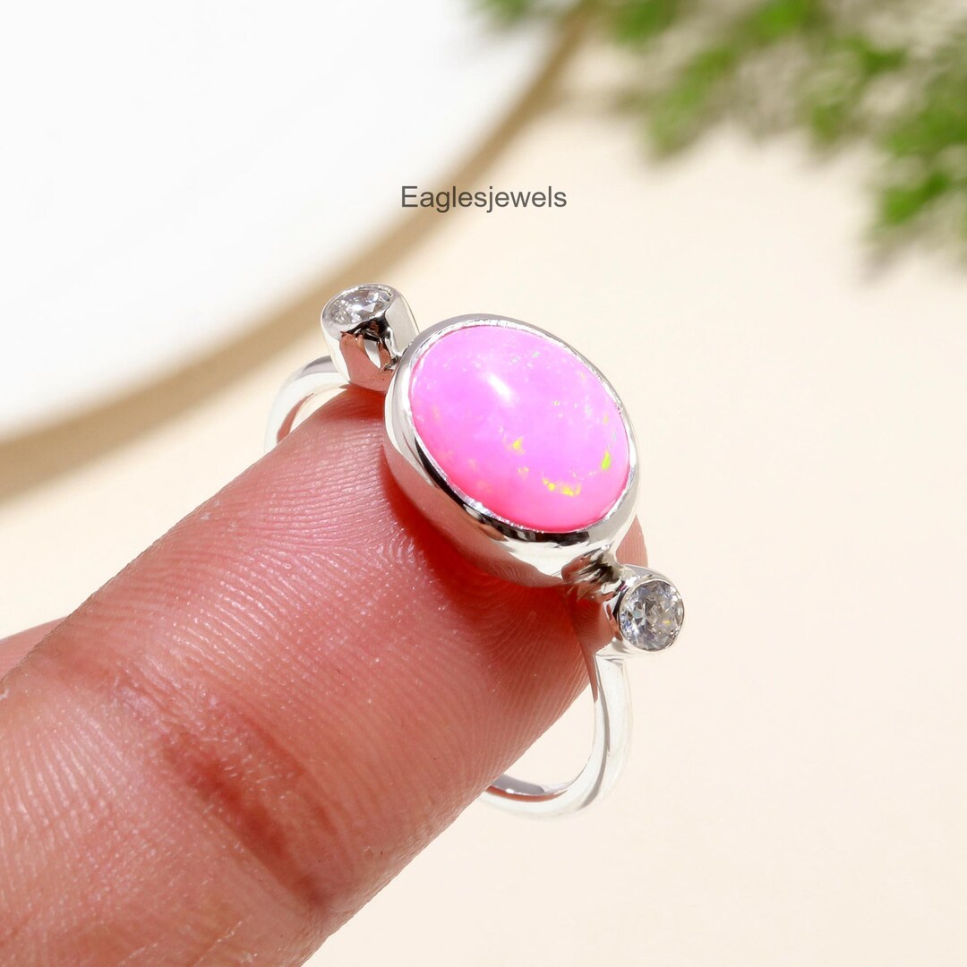 Rare Pink Opal Ring, Pink Gemstone Ring, Statement Ring, 925 Sterling ...