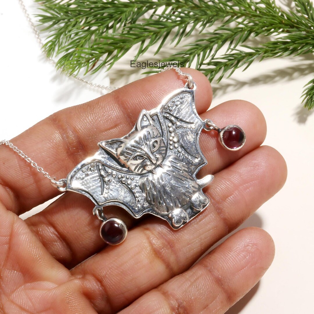 Valuable Garnet Necklace, Red Gemstone Necklace, Chain Necklace, 925 ...