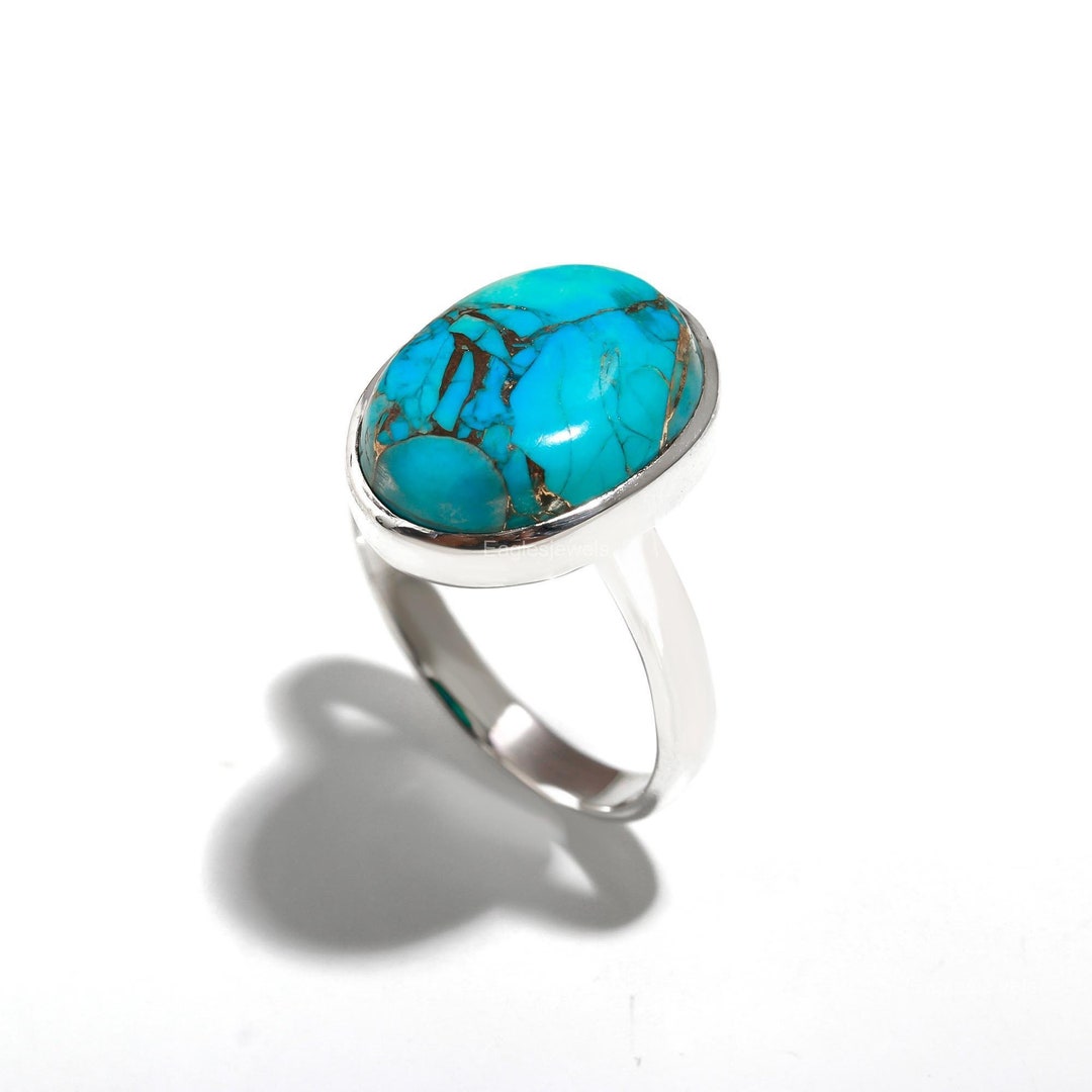 Rare Turquoise Ring, Gemstone Ring, Blue Statement Ring, 925 Sterling ...
