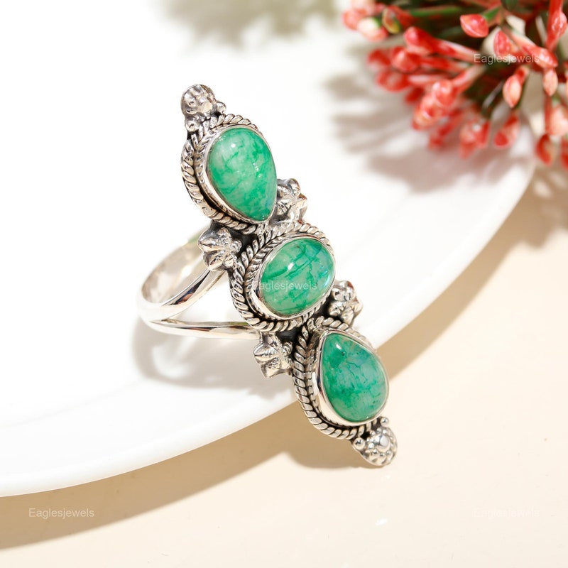 Green Stone Ring - Etsy