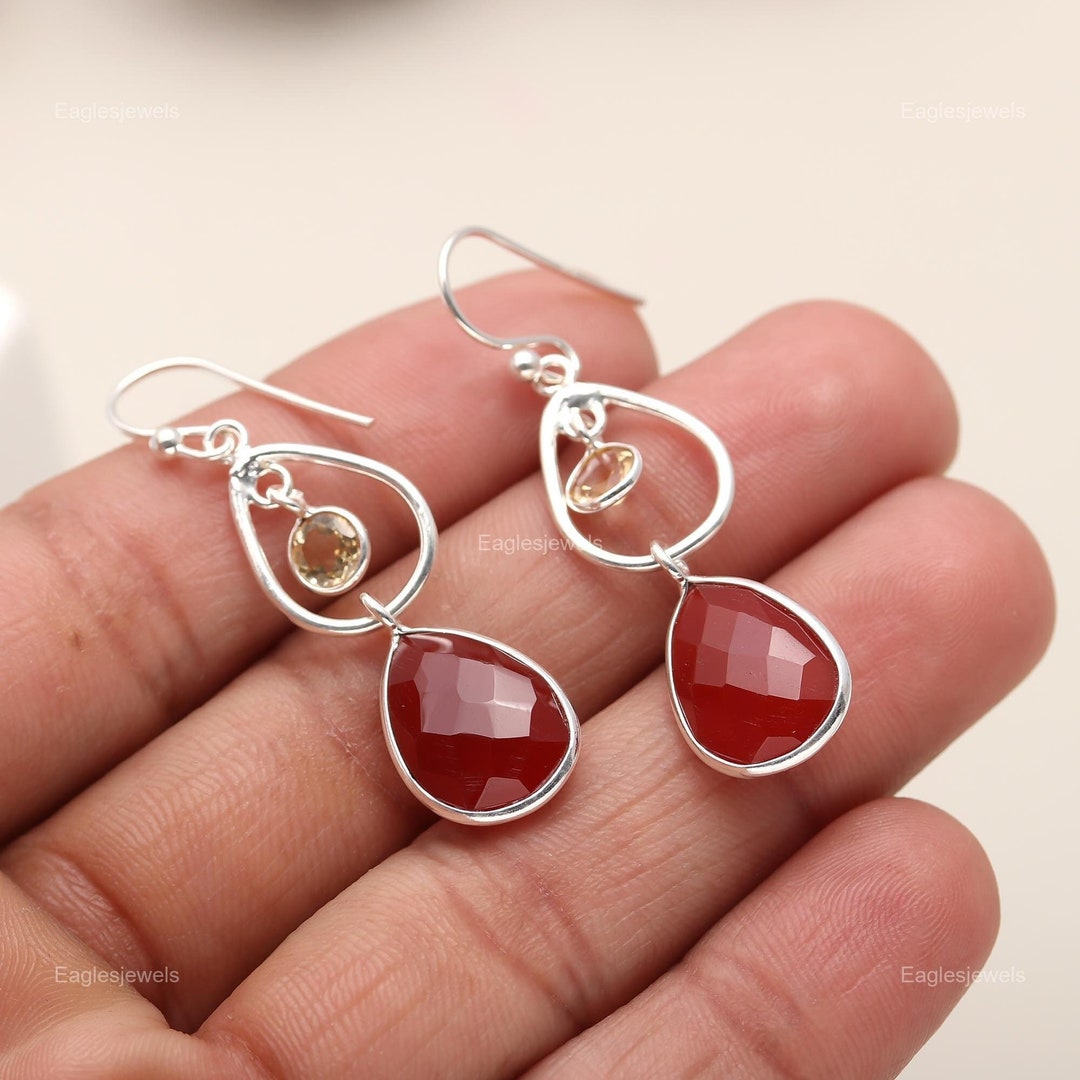 Elegant Carnelian Earrings, Gemstone Earrings, Orange Drop & Dangle ...