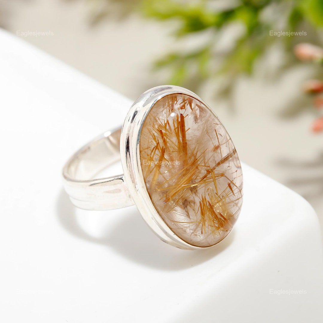 Antique Natural Golden Rutile Ring, Gemstone Ring, Gold Statement Ring ...