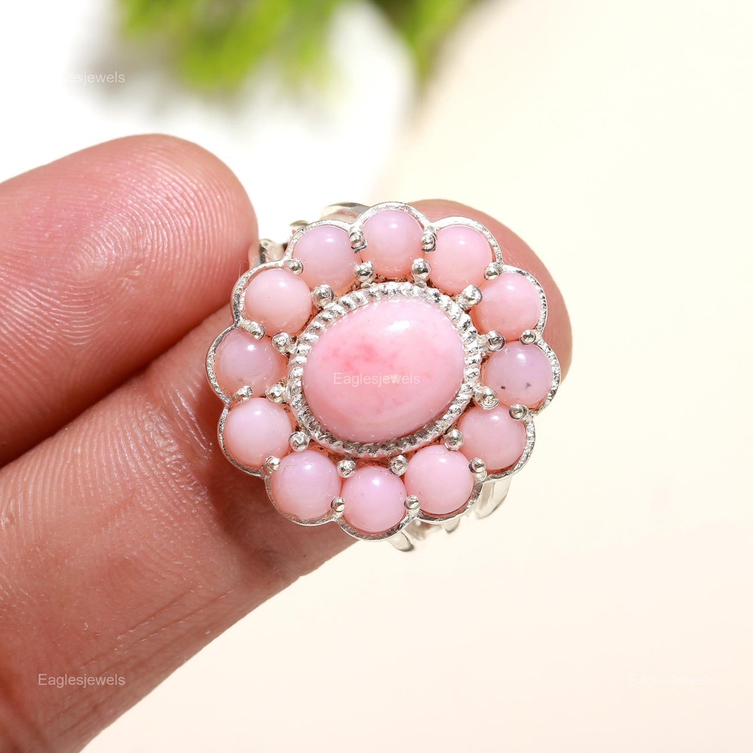 Valuable Pink Opal Ring, Pink Gemstone Ring, Statement Ring, 925 ...
