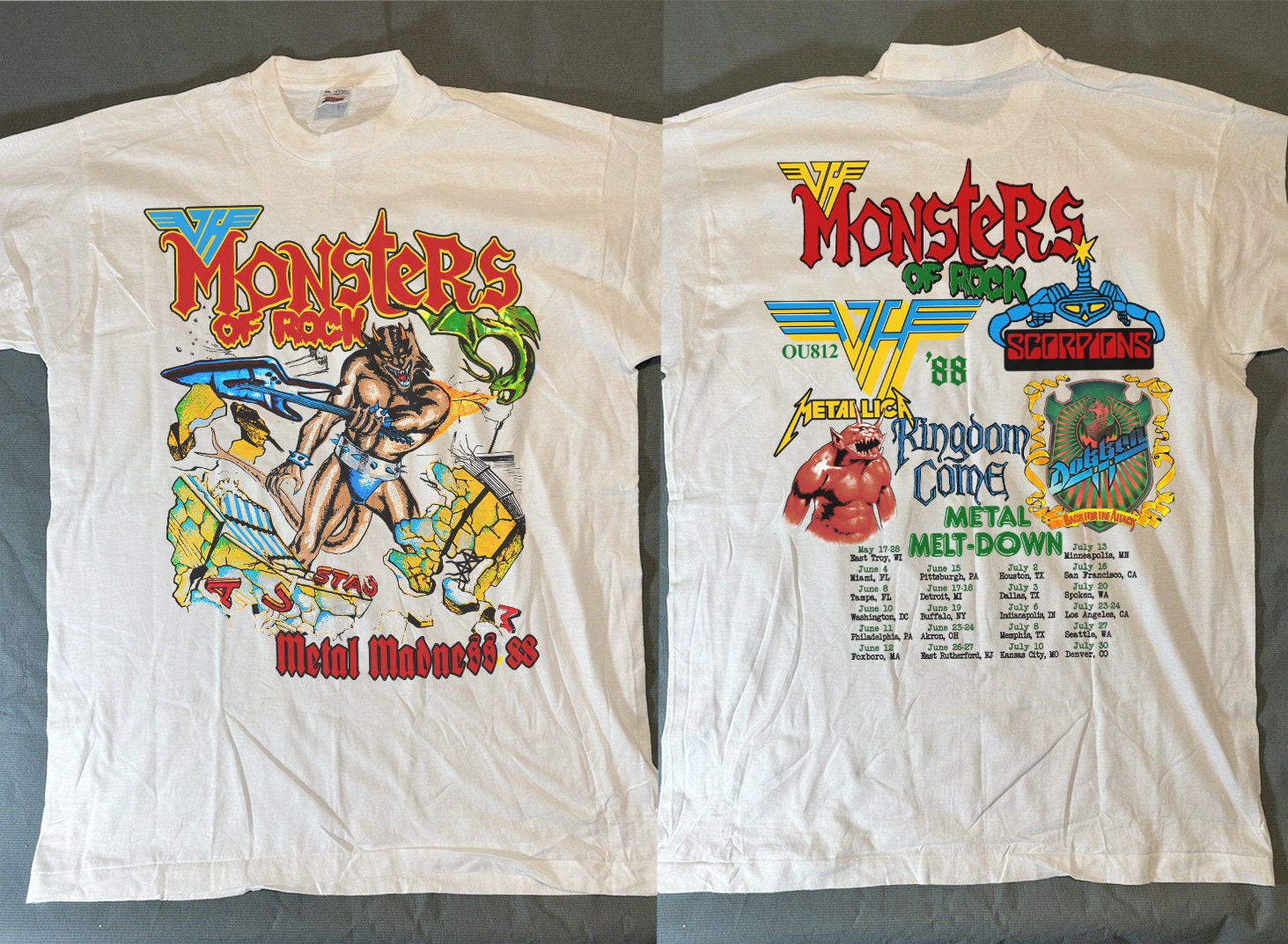 1988 van Monsters of Rock Concert T-Shirt, Van Concert Shirt, Monsters ...