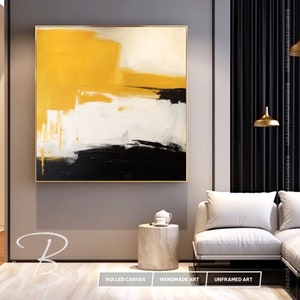 Yellow Abstract Wall Art, Large Modern Canvas Painting, Contemporary ...