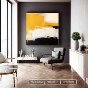 Yellow Abstract Wall Art, Large Modern Canvas Painting, Contemporary ...