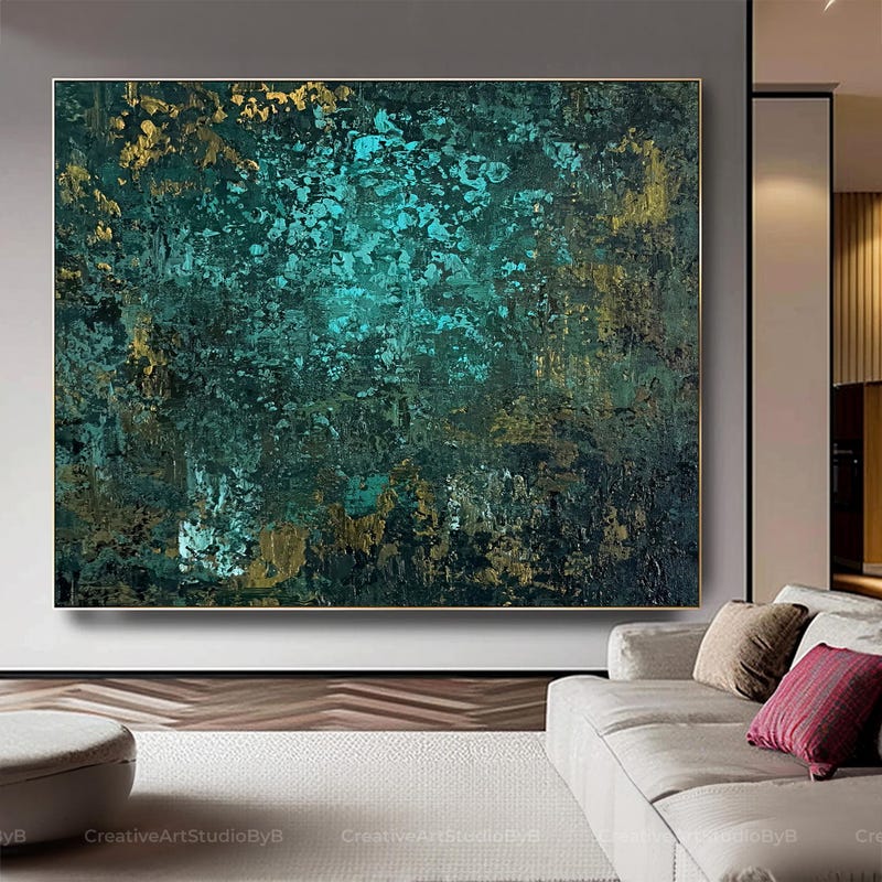 Teal Abstract Art - Etsy