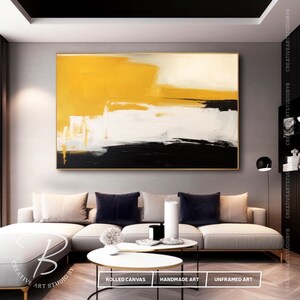 Yellow Abstract Wall Art, Large Modern Canvas Painting, Contemporary ...
