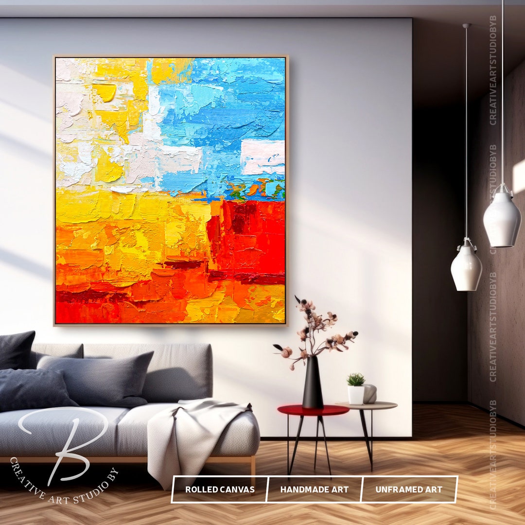 Modern Original Colorful Abstract Wall Artwork on Canvas, Bold ...