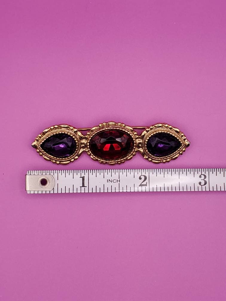 Vintage Red and Purple Hat Society Colored Brooch Estate Sale - Etsy