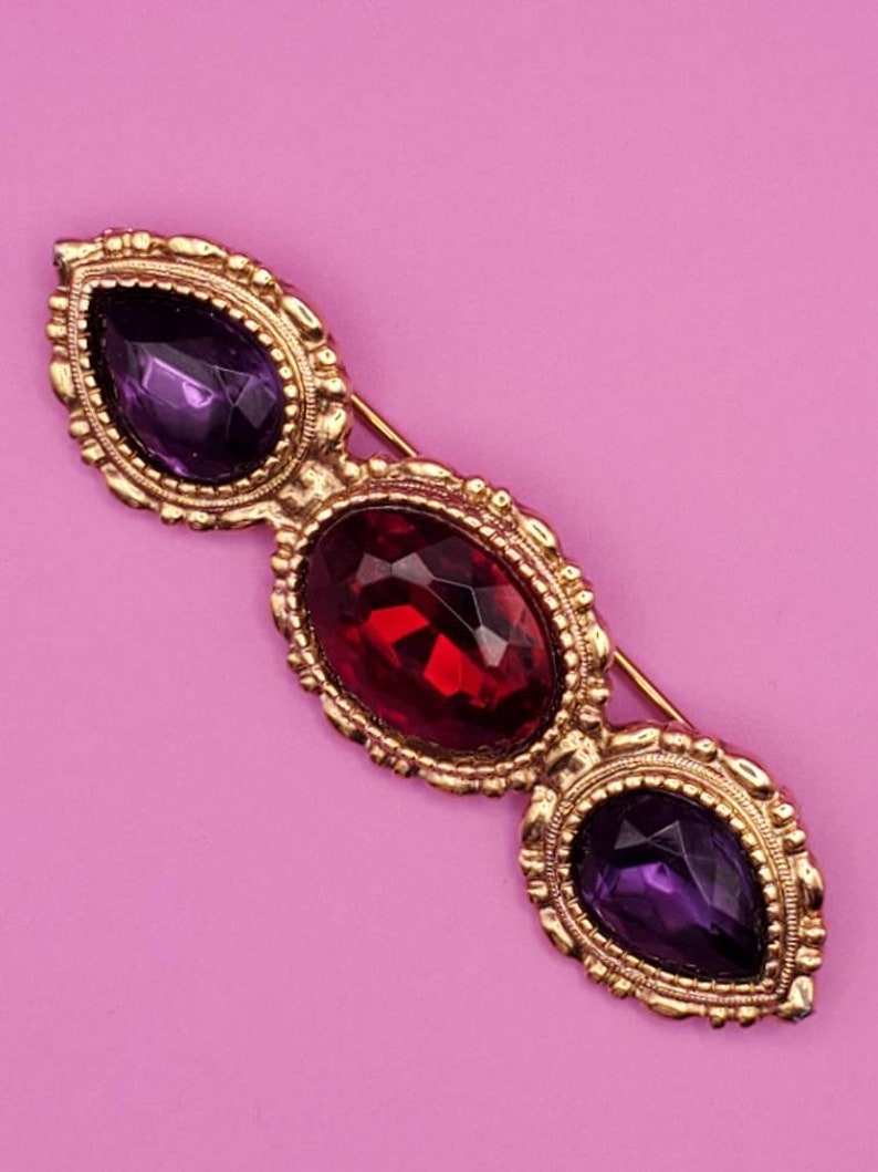 Vintage Red and Purple Hat Society Colored Brooch Estate Sale - Etsy