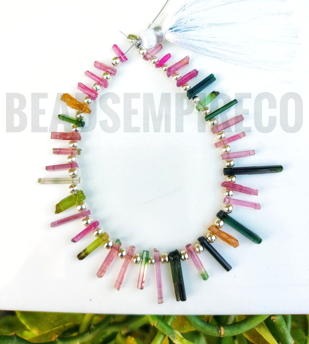 40 Pieces Natural Bio Tourmaline Pencil Shape Rough Beads Bio ...