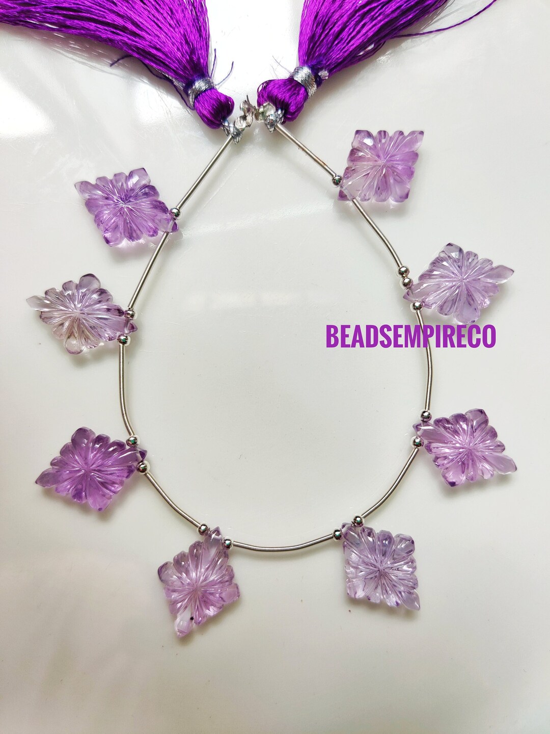 Aaa+natural Amethyst Hand Carved Kite Shape Beads | Fancy Shape Carving ...