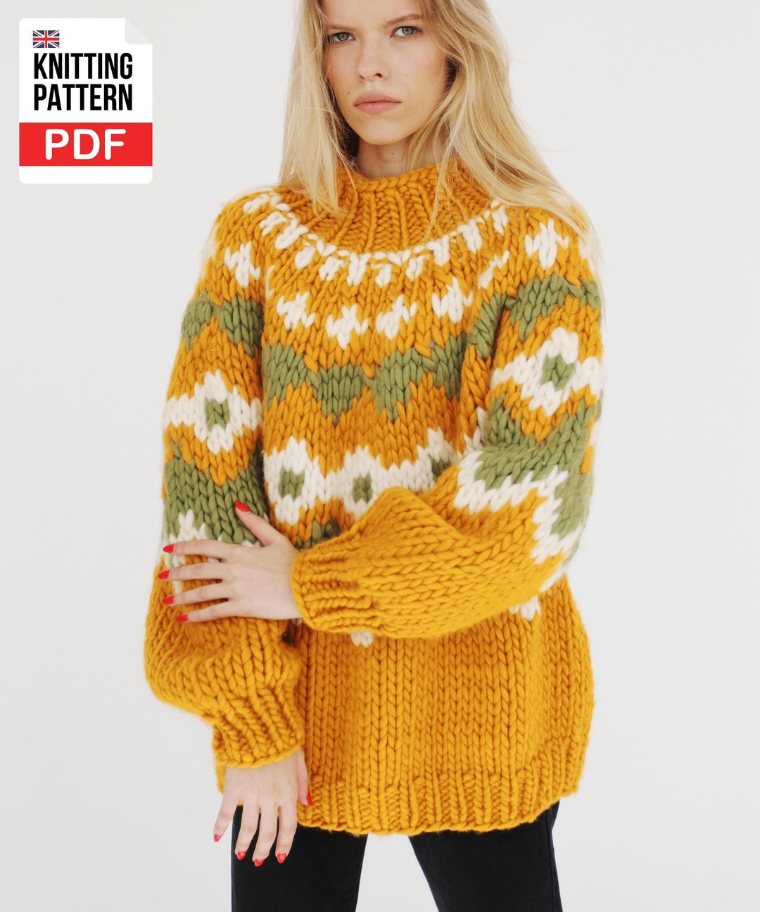 Knit Sweater Pattern Oversized Sweater Knitting Pattern Jacquard ...
