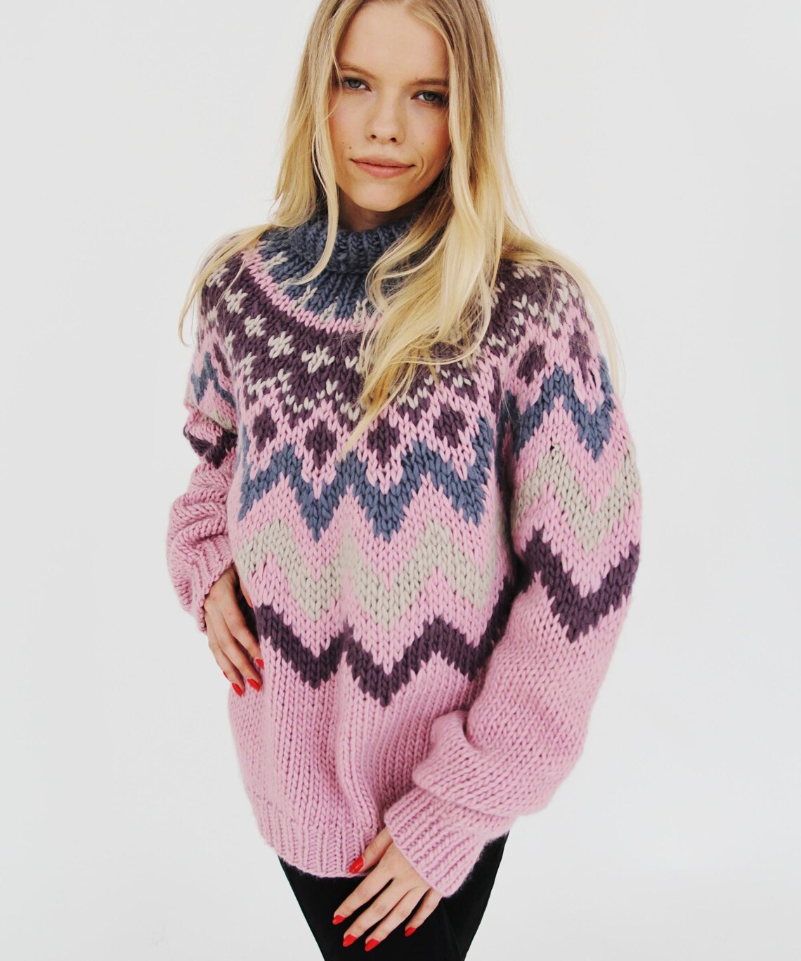 Jacquard Knitting Pattern - Icelandic Lopapeysa Sweater, Cozy & Warm ...