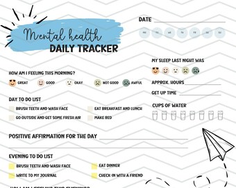 Mental Health Daily Tracker instant Download - Etsy