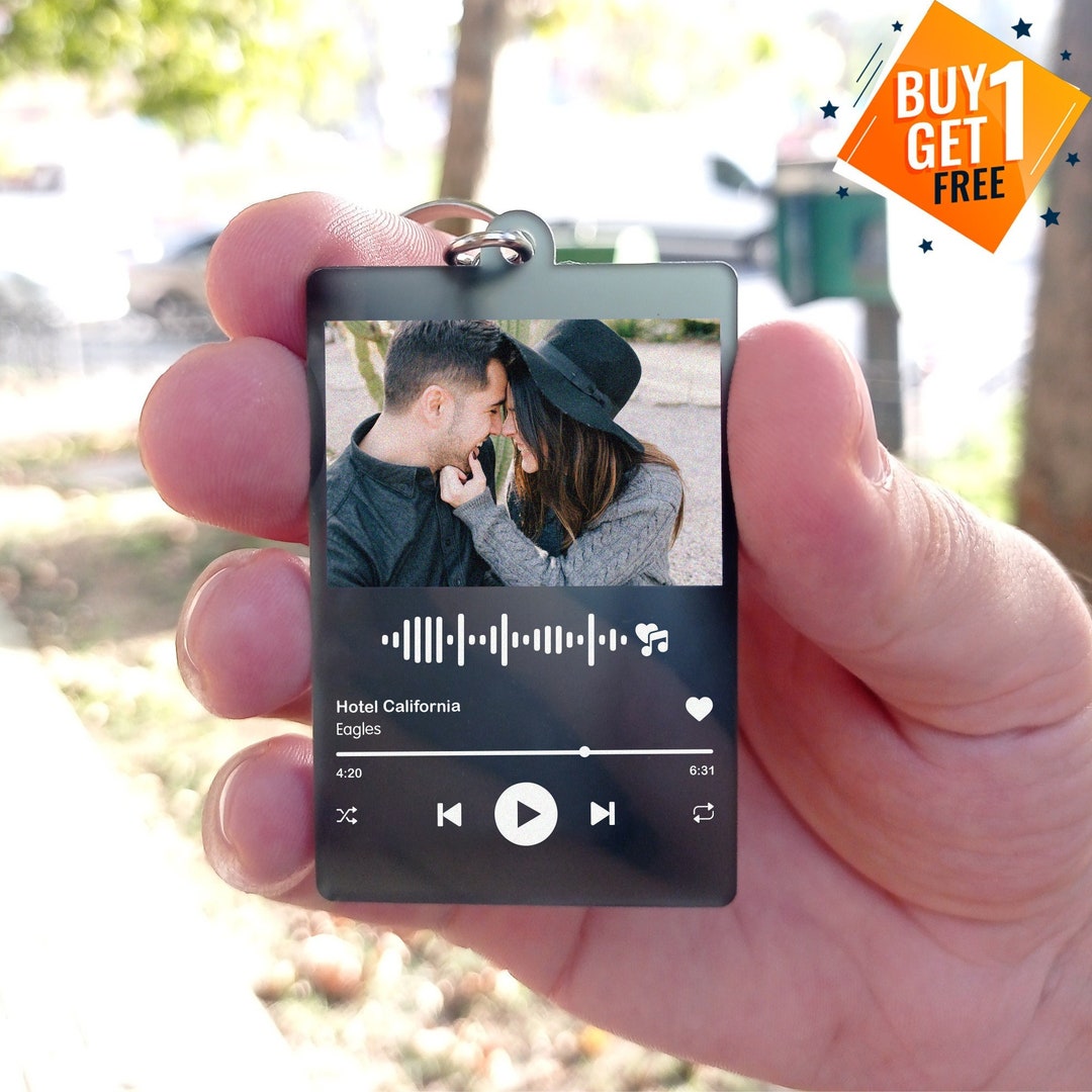 Custom Photo Keychain With Spotify Code Custom Song Keychain - Etsy