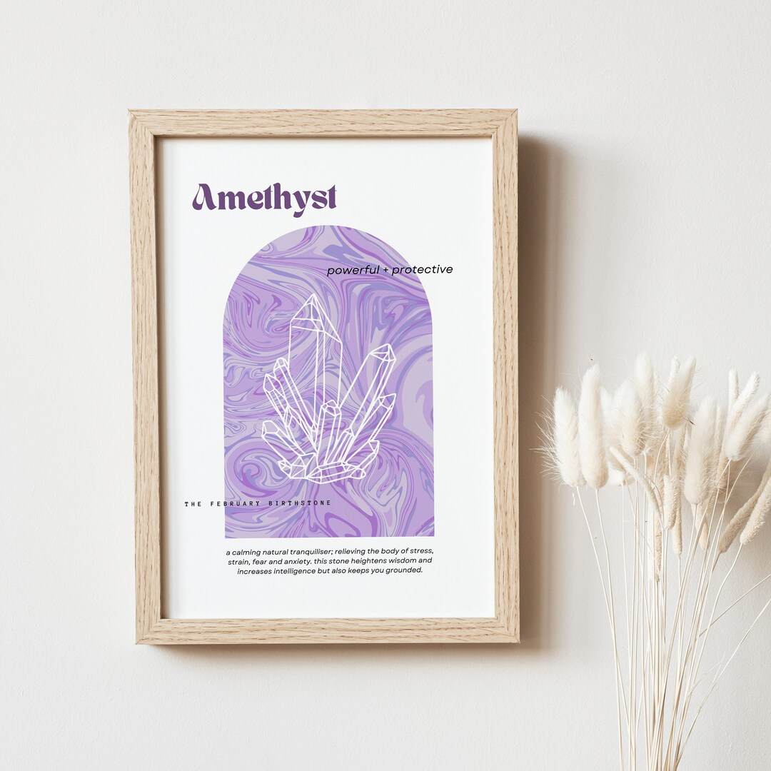 Amethyst Birthstone Printable Poster, February Birthday Gift, Healing ...