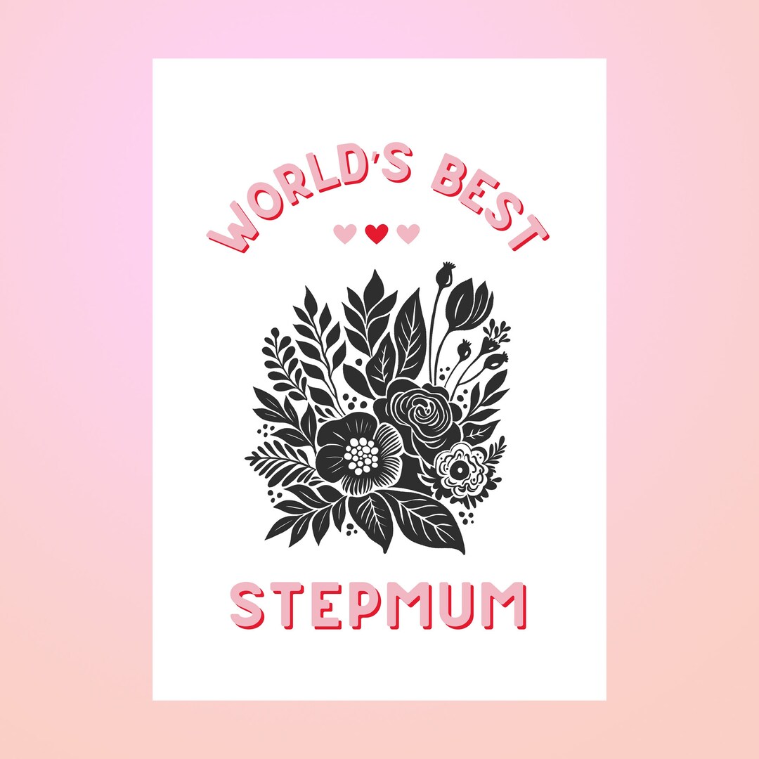 World's Best Stepmum Printable Poster, Lino Cut Style Instant Download, Last Minute DIY Mother's ...