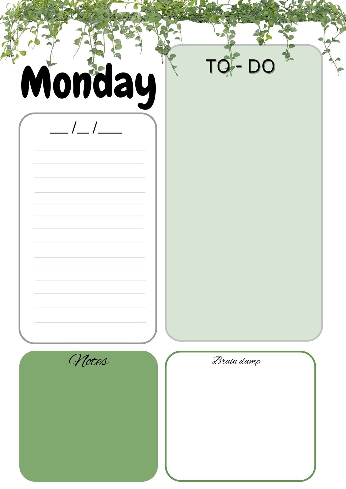 Plants Printable Daily Planner A4 Size - Etsy