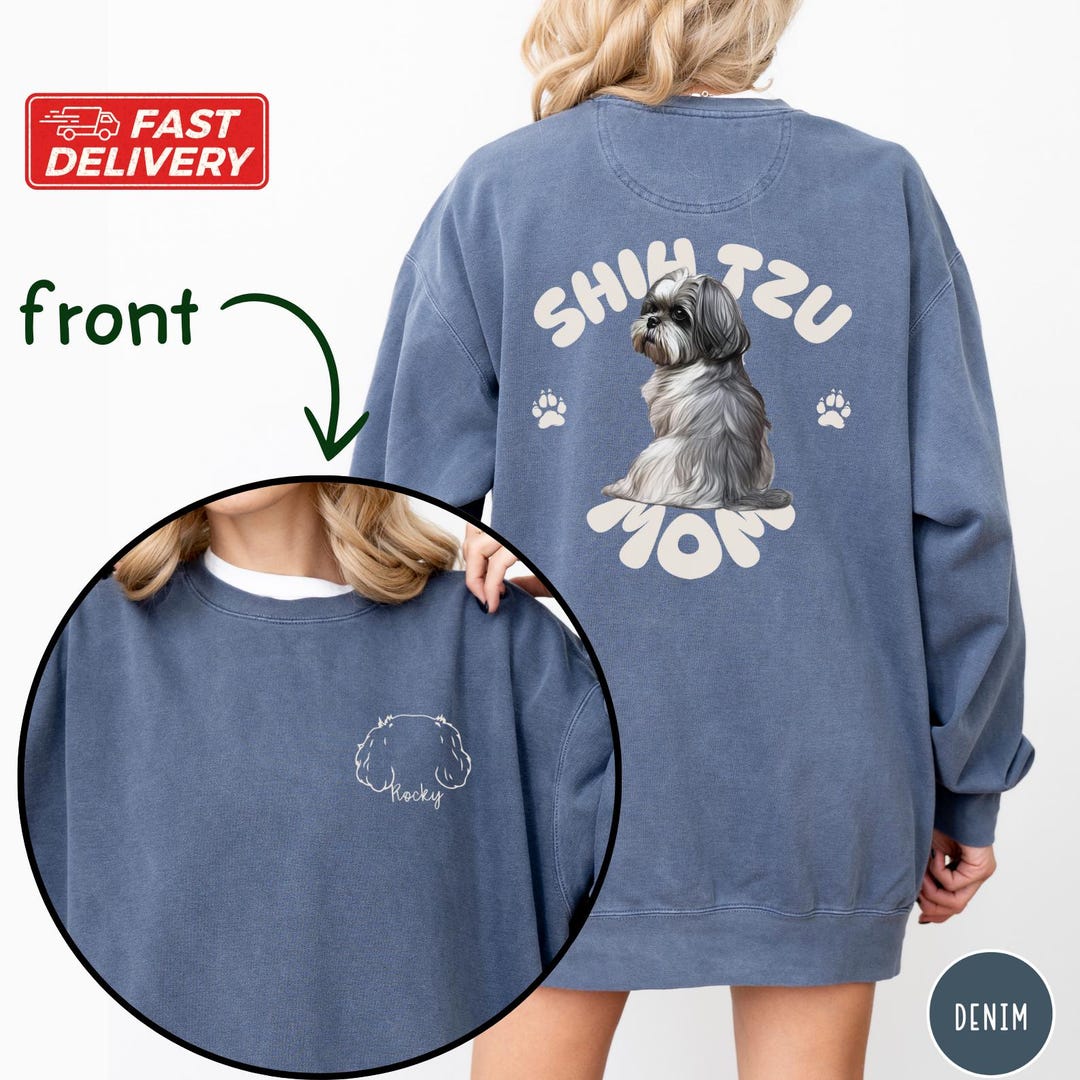 Custom Shih Tzu Sweatshirt, Shih Tzu Mama Sweater, Custom Dog Ear, Shih ...