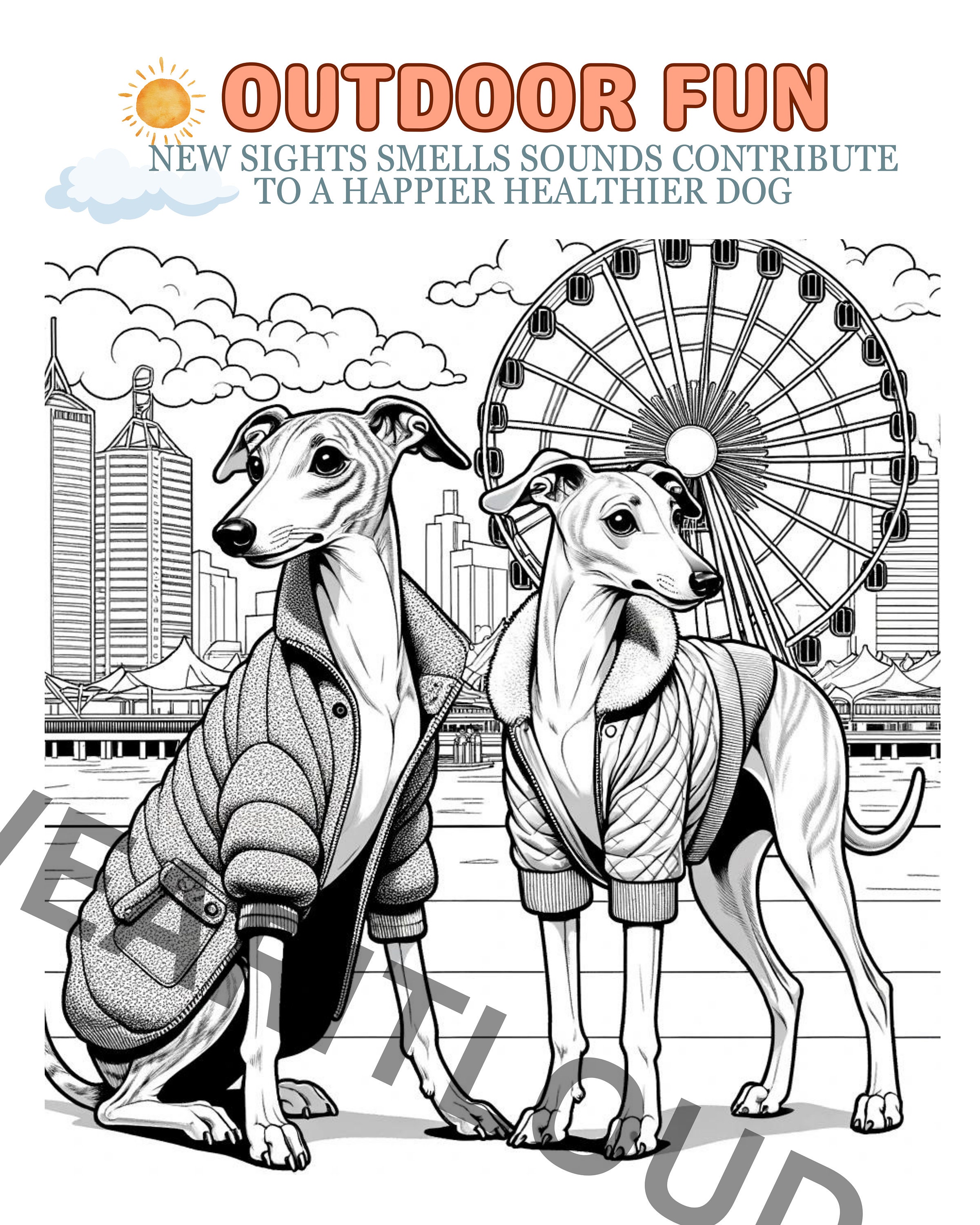 Whippet Dog Coloring Book Printable Printable Whippet Print Coloring ...