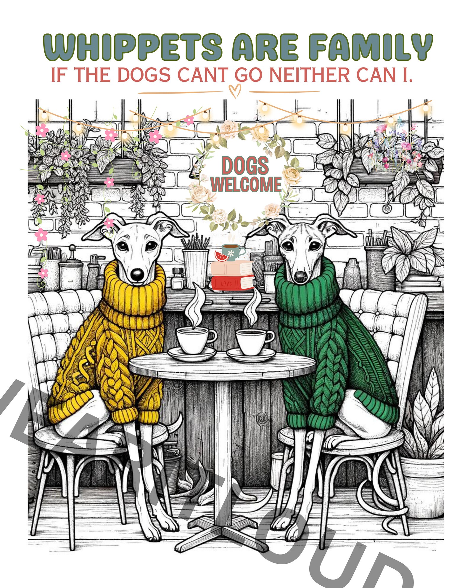 Whippet Dog Coloring Book Printable Printable Whippet Print Coloring ...