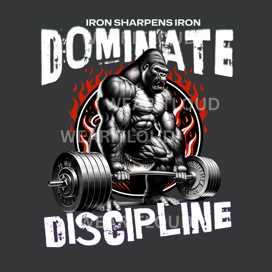Dominate Dtf Gym Hoodie Gym Wall Art Gorilla Weightlifting Gym Apparel ...