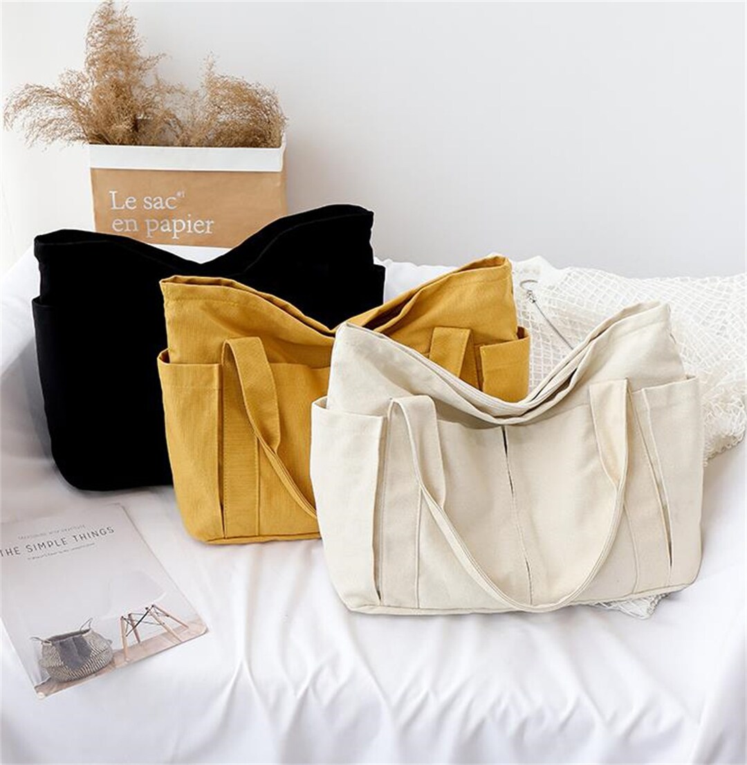 3 Color Vintage Canvas Tote Bag/her Gifts//simple Canvas - Etsy