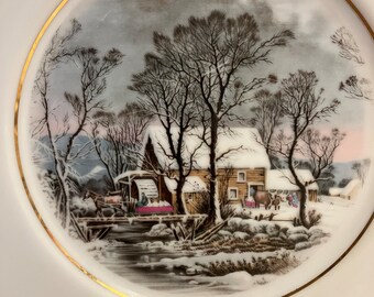 Winter Scene Plate - Etsy