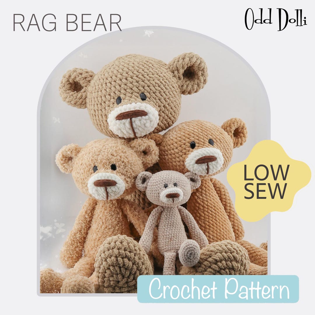 Low Sew English PDF Crochet Pattern Rag Bear Instant Download Amigurumi ...