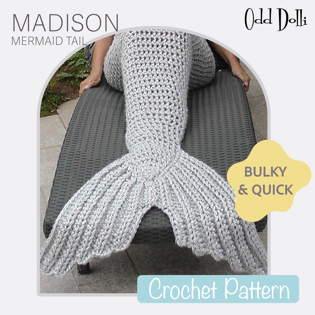 English PDF Crochet Pattern Madison Mermaid Tail Blanket Cocoon 3 Sizes ...