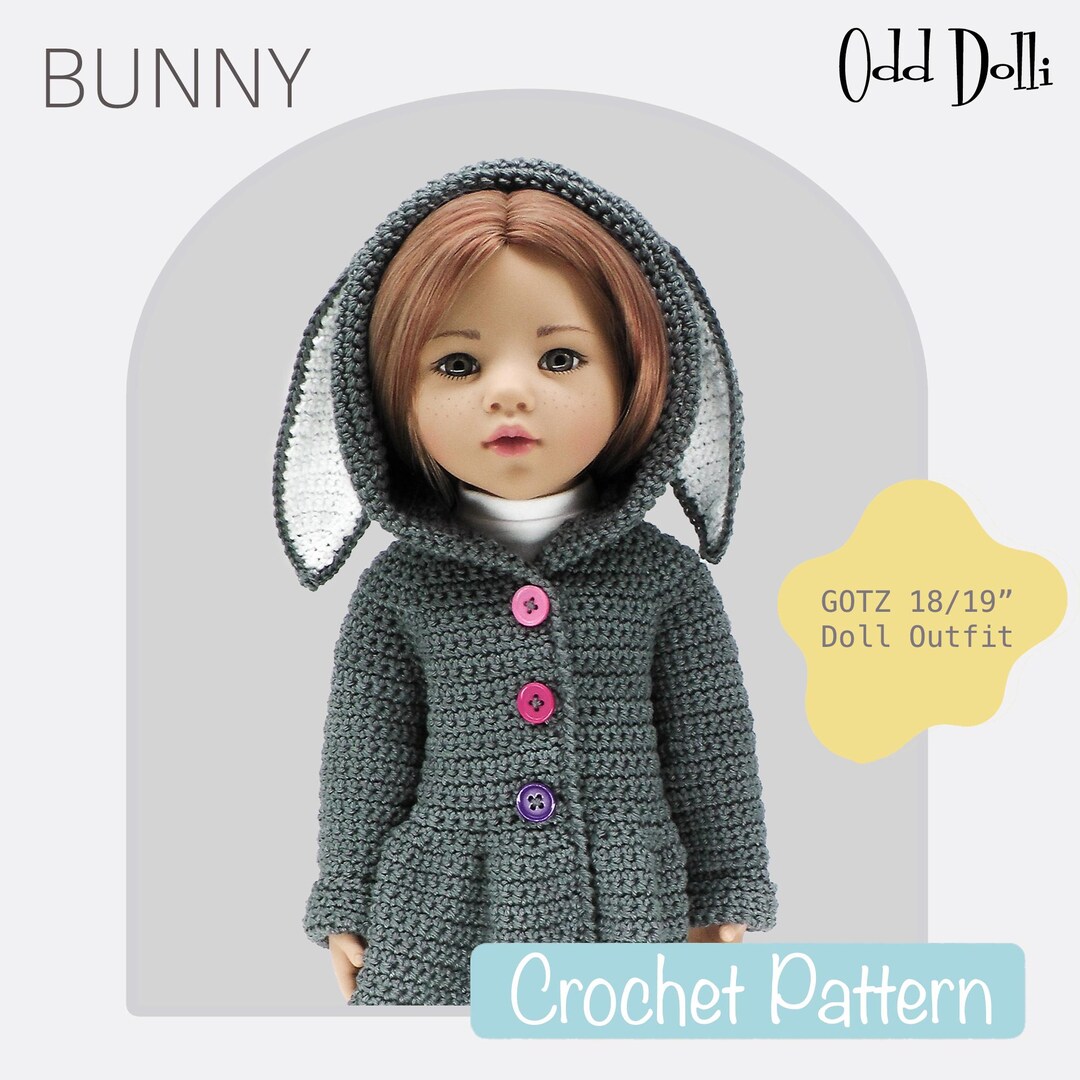 English PDF Crochet Pattern Gotz/designafriend 18" Doll Hooded Bunny ...