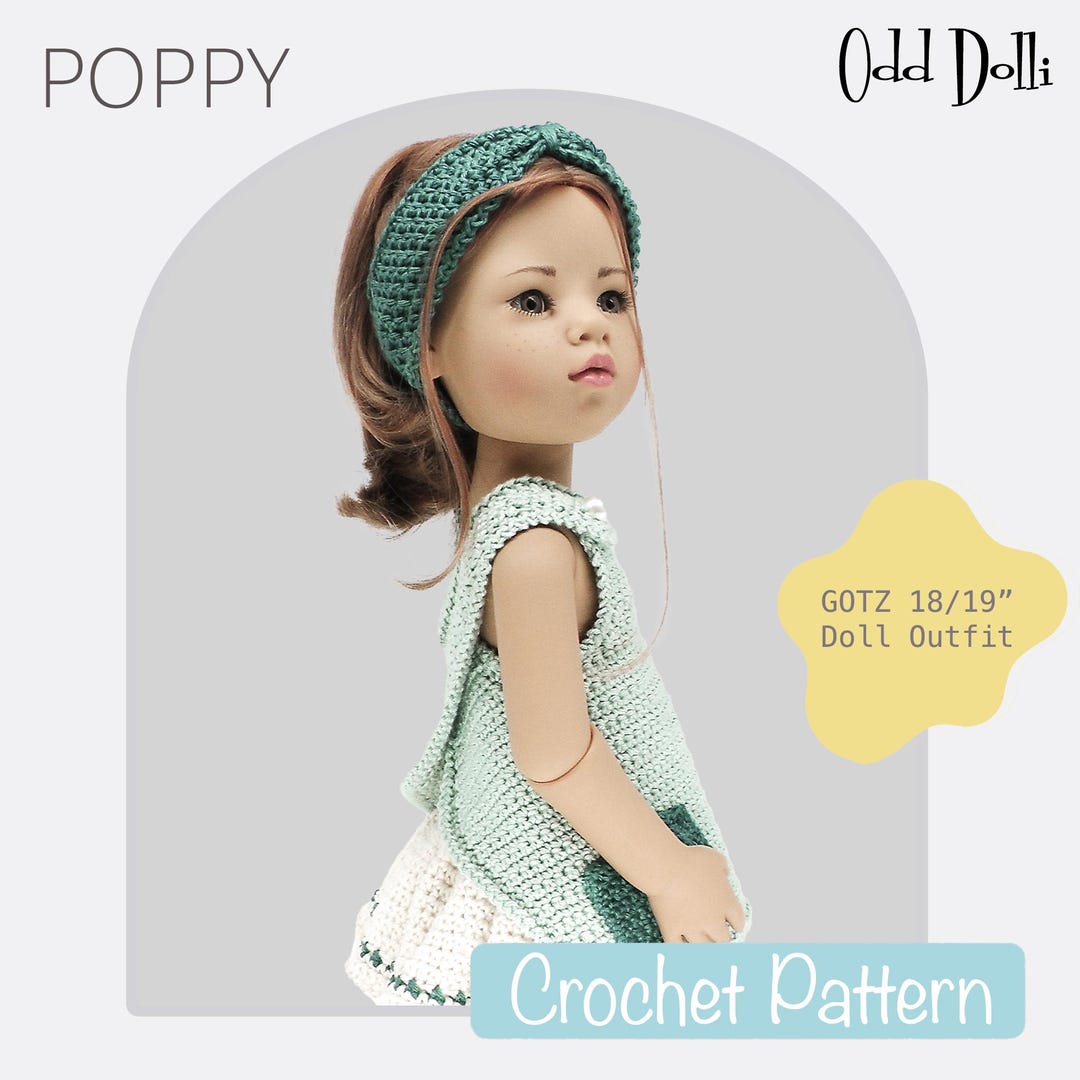 English PDF Crochet Pattern Gotz/designafriend 18" Doll Poppy’s Outfit ...