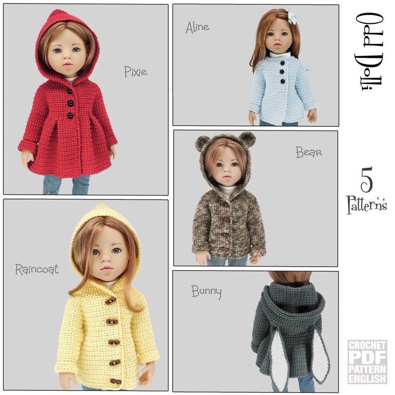 English PDF Crochet Patterns Gotz/designafriend 18" Doll Hooded Bear ...