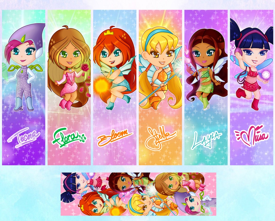 Winx Club Bookmark, Bloom, Stella, Flora, Musa, Aisha, Tecna - Etsy