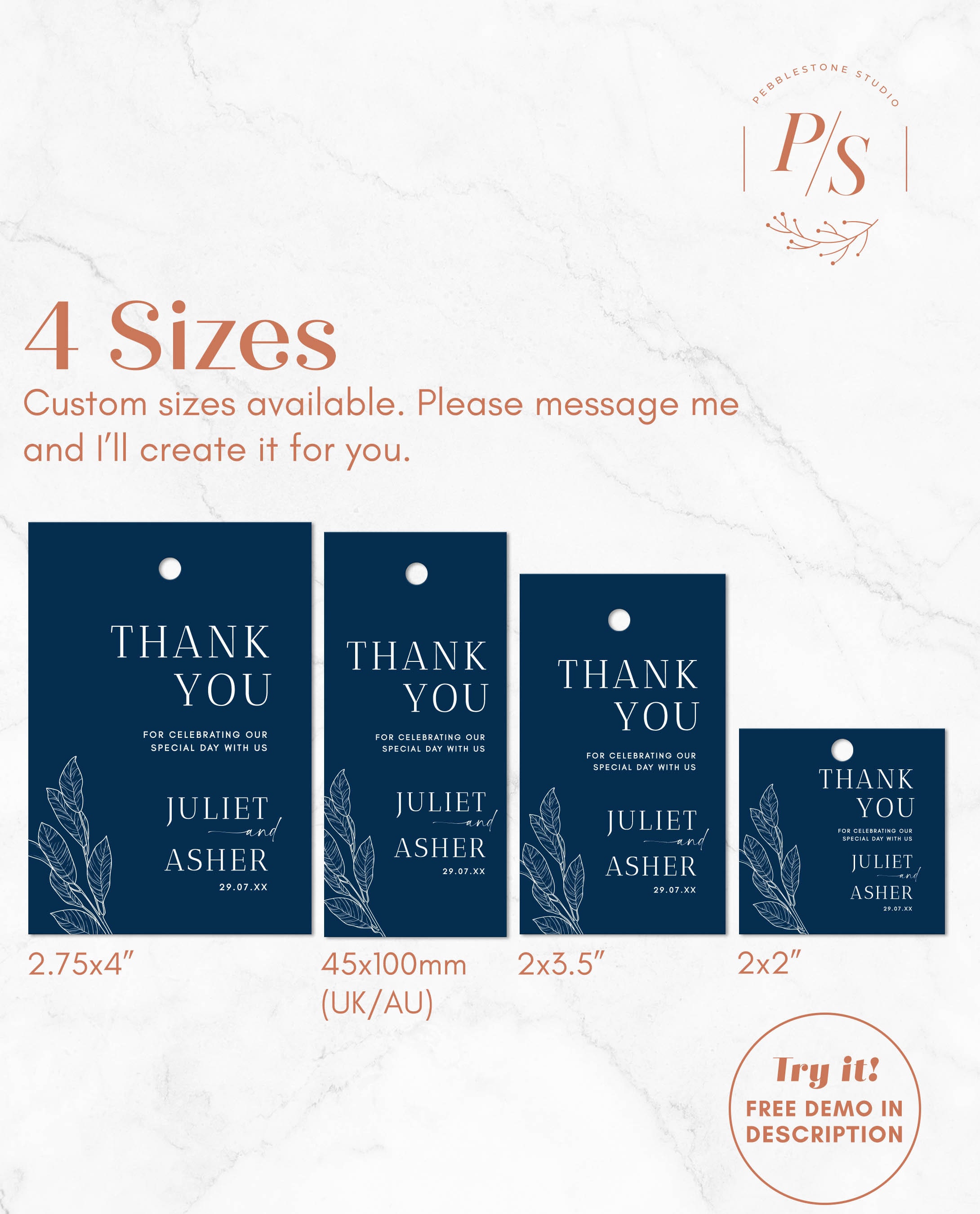 Navy Blue Wedding Favor Tags Templates, Rustic Blue Thank You Favor ...
