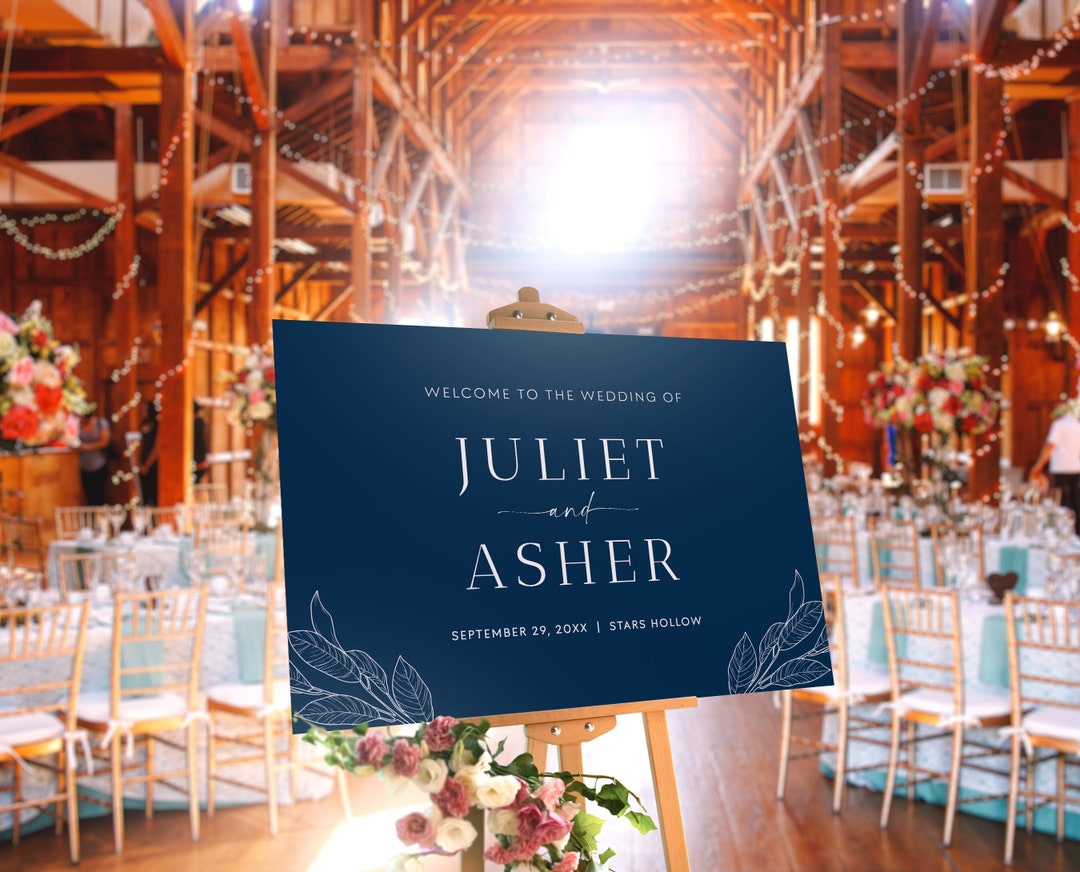 Large Navy Blue Welcome Sign Wedding Ceremony Template, Editable ...