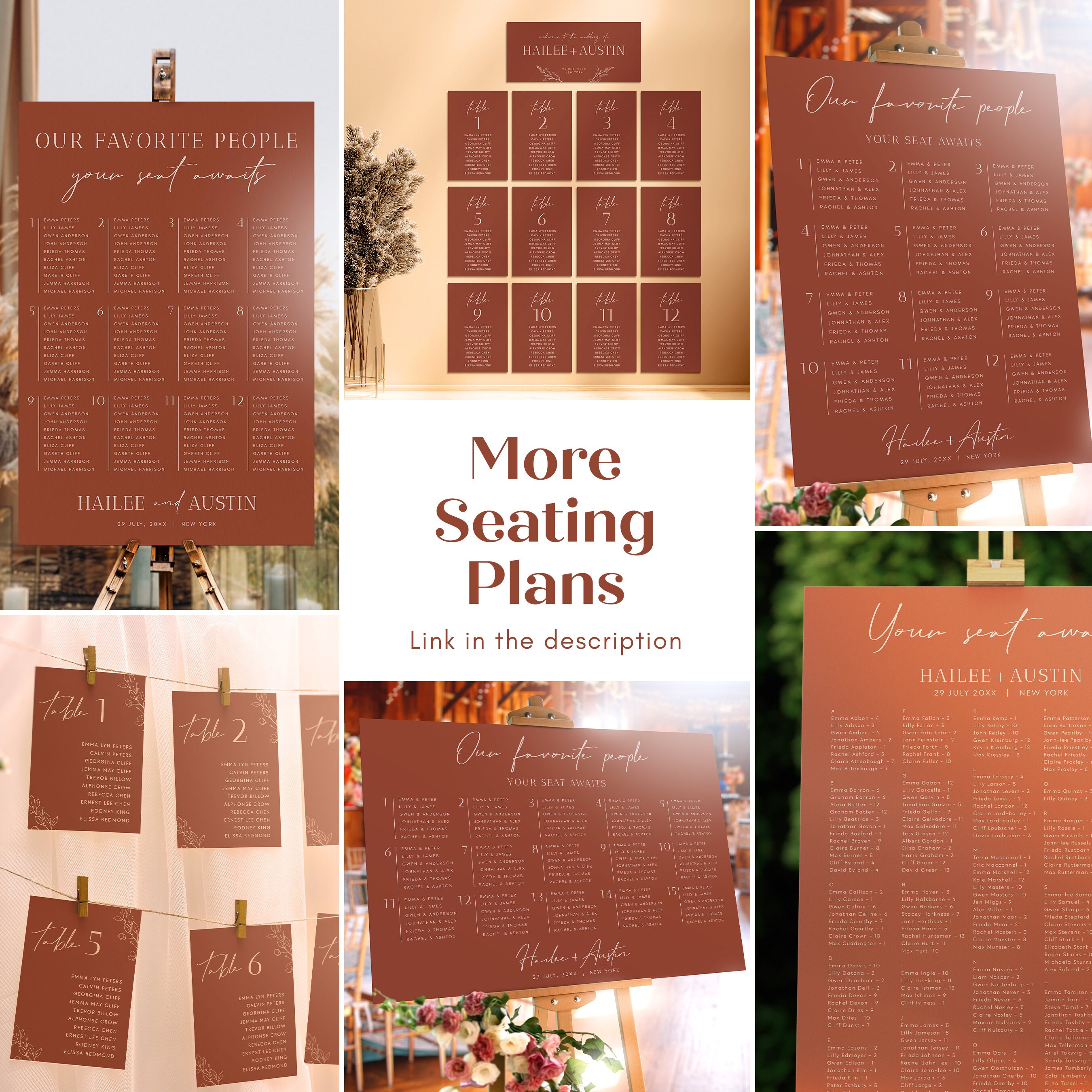 Terracotta Wedding Table Seating Chart Printable Template Editable Sign ...