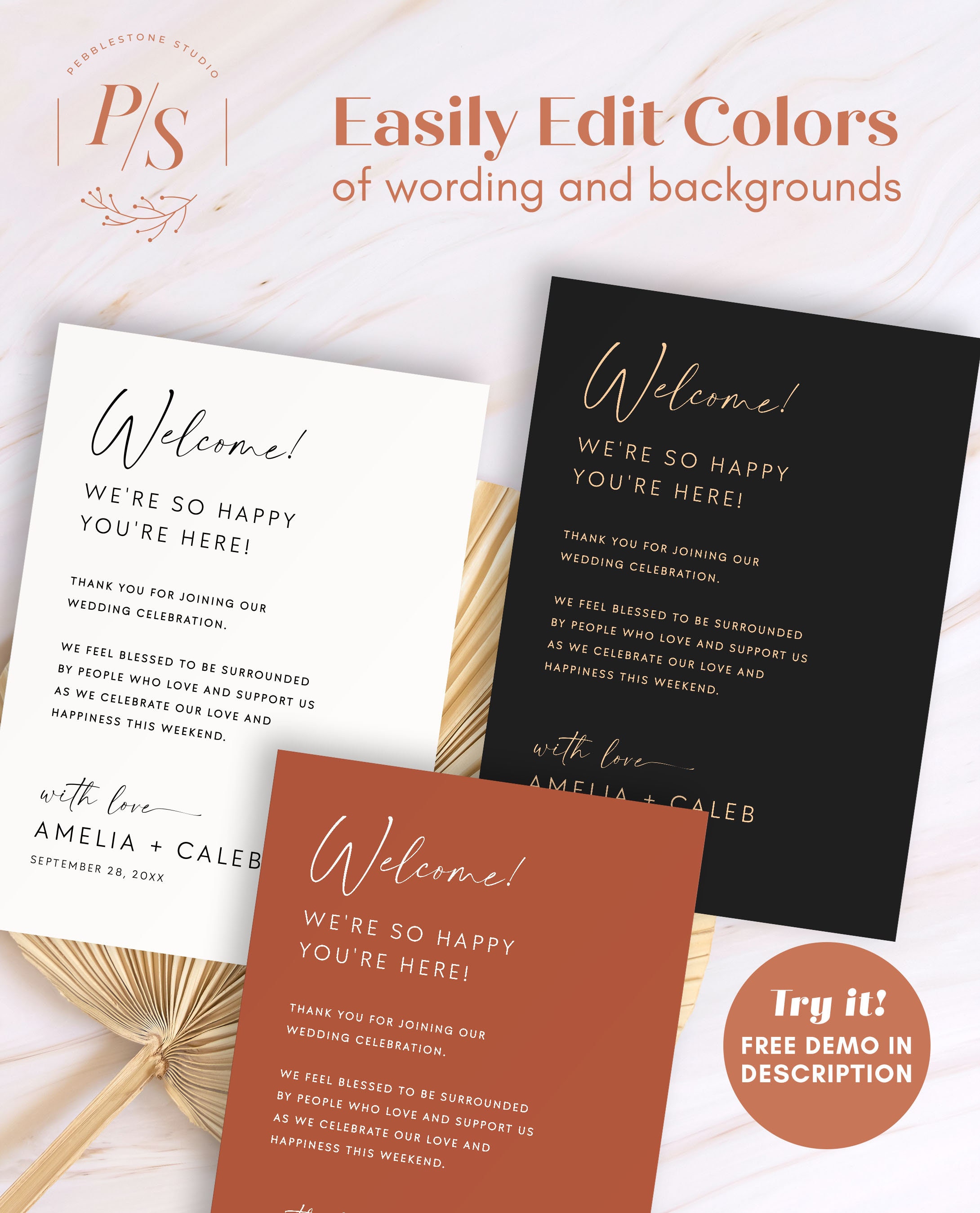 Wedding Welcome Card and Timeline Letter Template Modern - Etsy